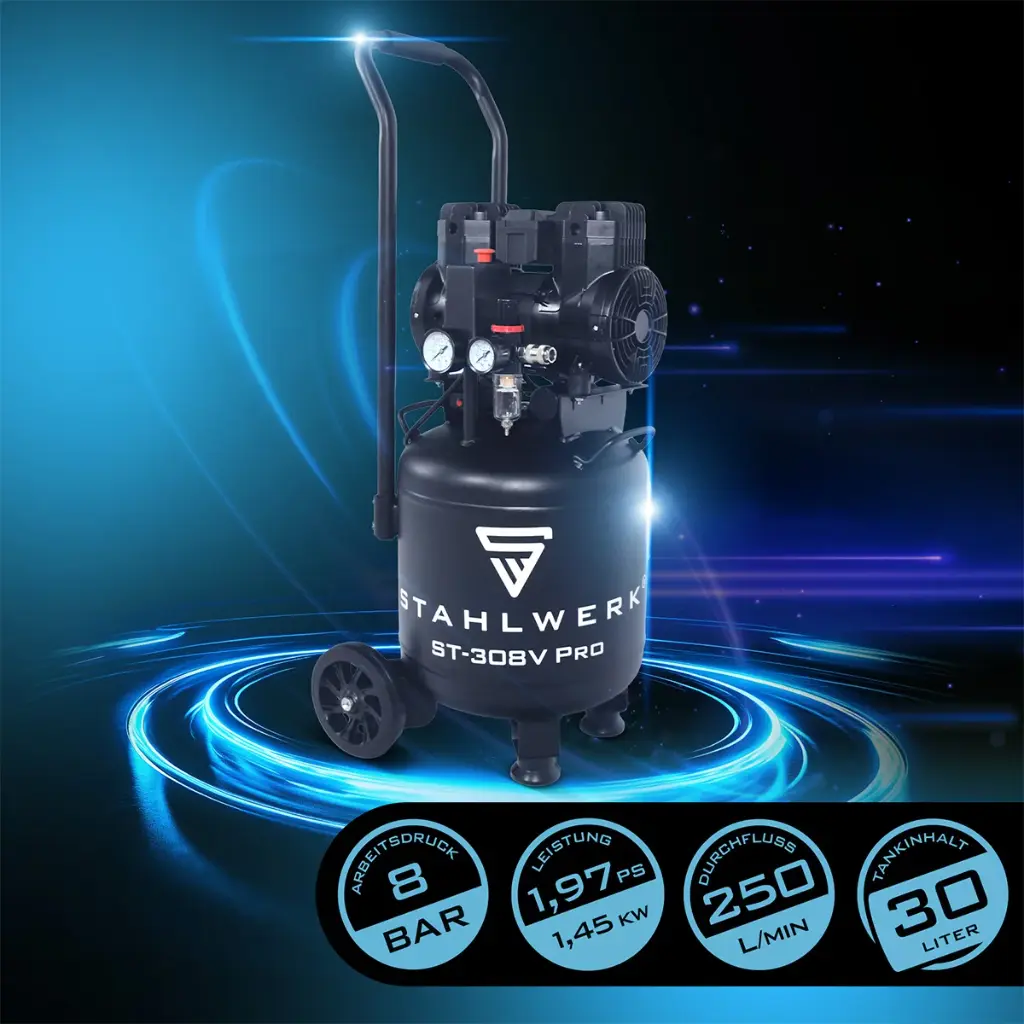 Druckluft Kompressor ST 110 Pro mit 10 bar, 10 l Tank, 69 dB